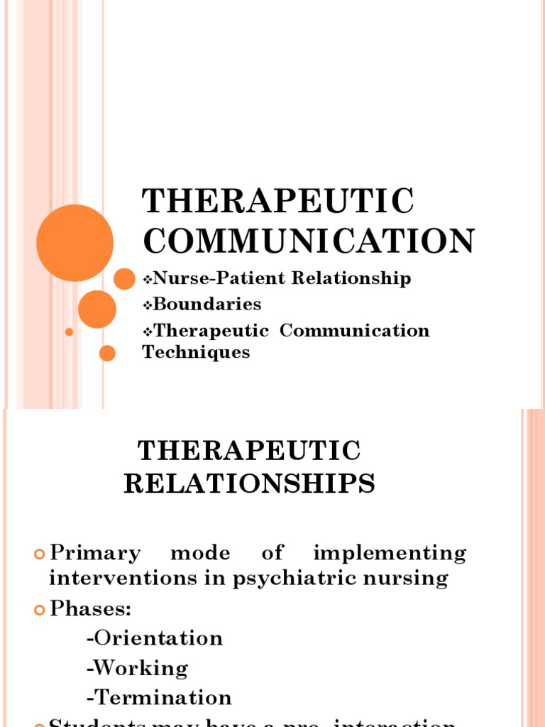 Therapeutic Communication | PDF | Communication | Nonverbal Communication