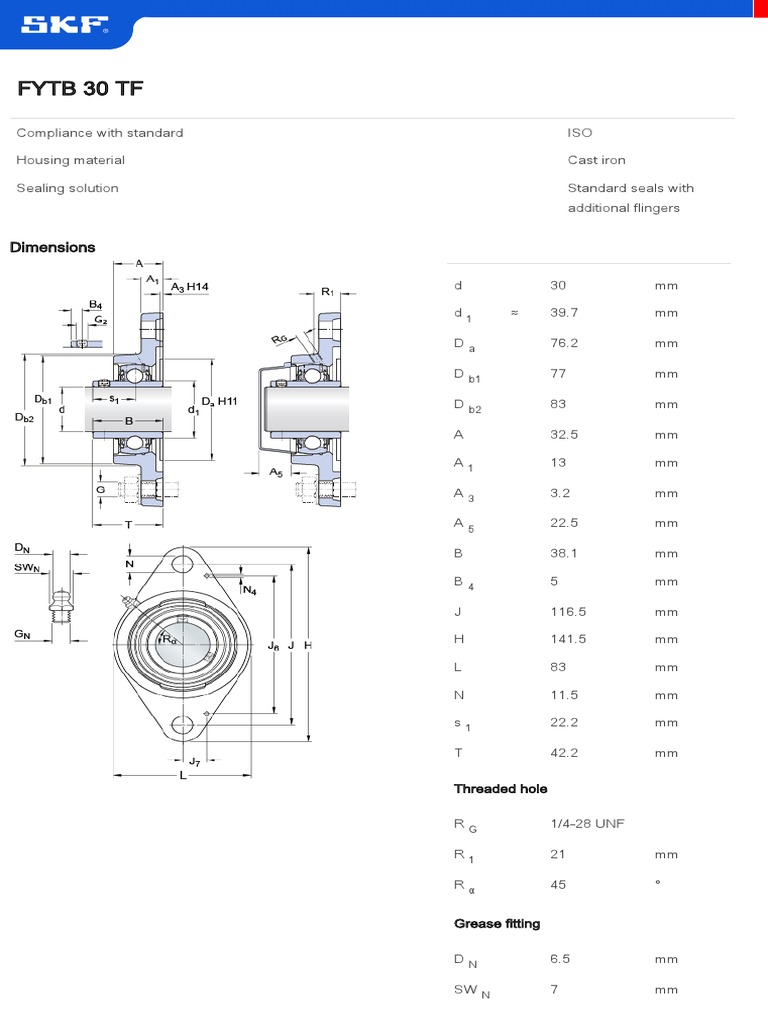 Ball Bearing Oval Flanged units-FYTB 30 TF | PDF | Screw | Metalworking