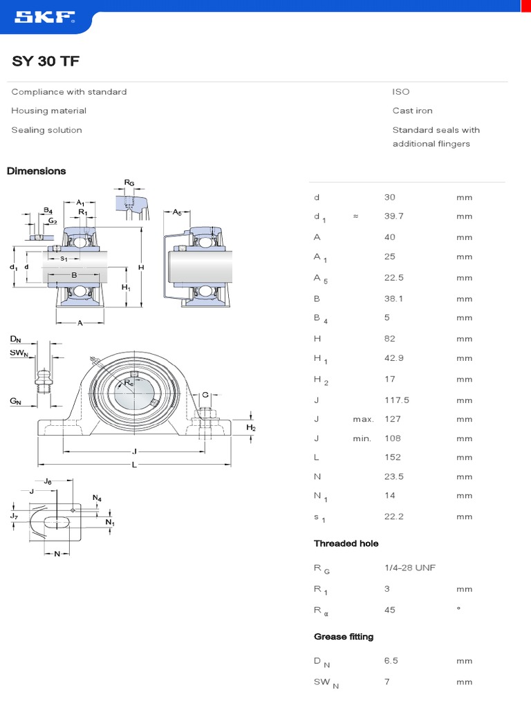 Ball Bearing Plummer Block units-SY 30 TF | PDF | Screw | Tools