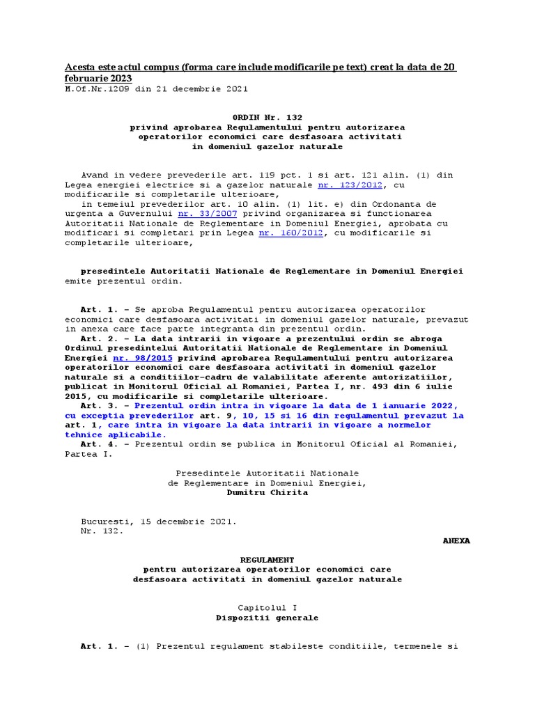 Ordin ANRE 132 2021 | PDF