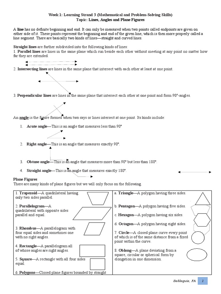 Week 1 - LS3 - Lines and Angles | PDF | Line (Geometry) | Rectangle