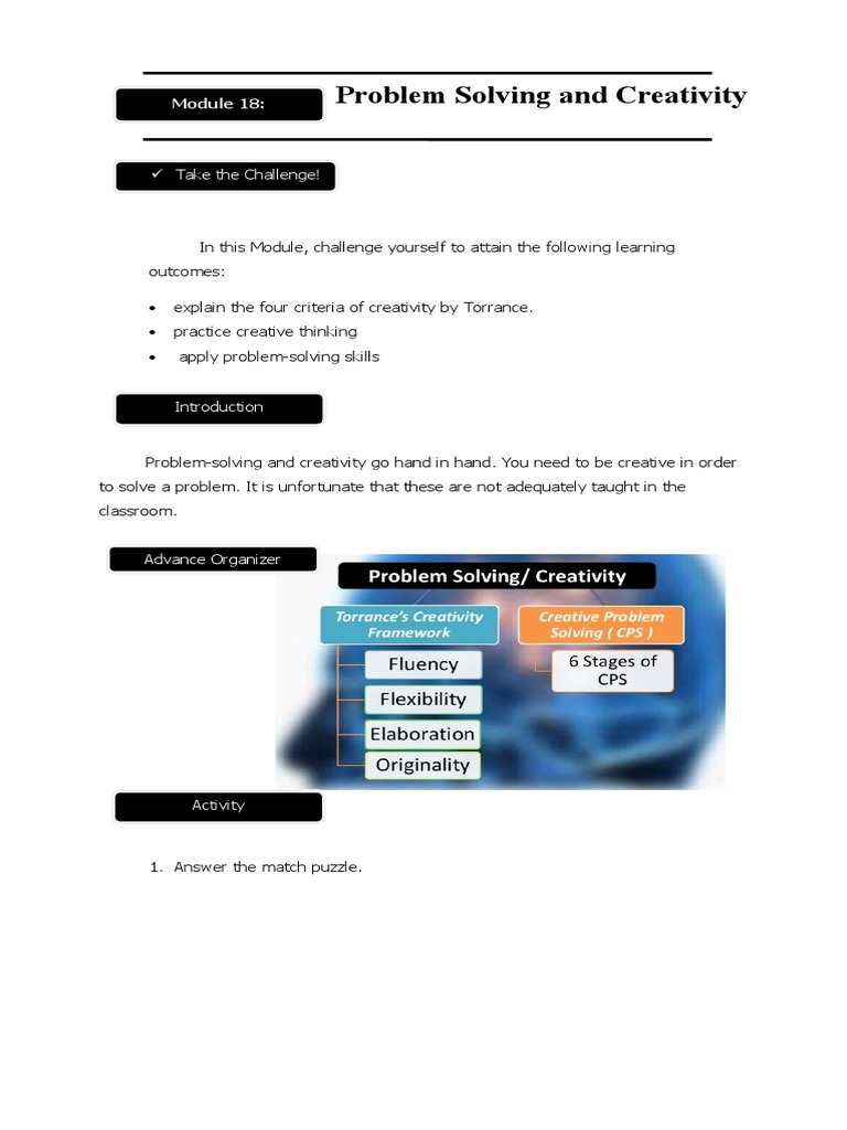 Developing Creativity and Problem Solving Skills | PDF | Creativity | Learning