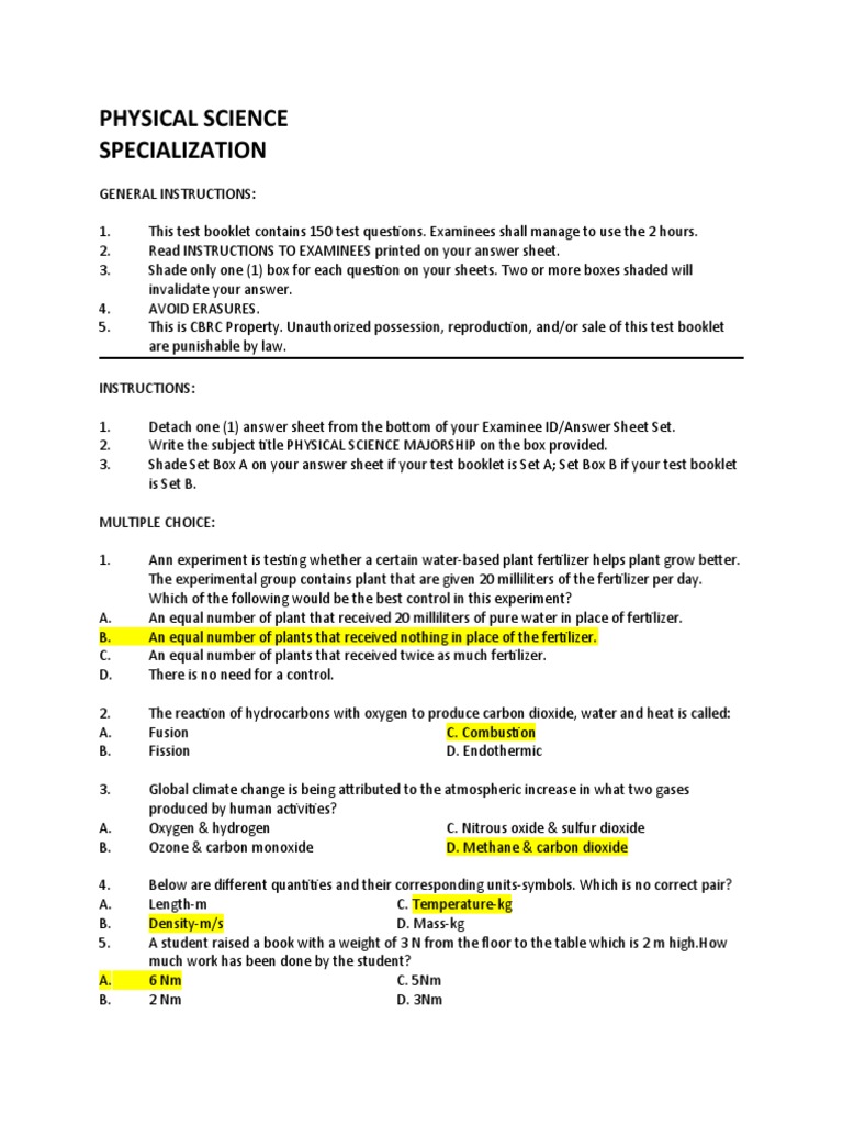 Physical Science Analytical Test | PDF | Chemical Bond | Earth