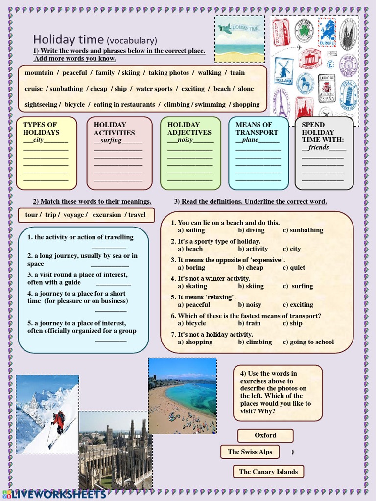 Holiday Vocabulary and Activities Guide | PDF