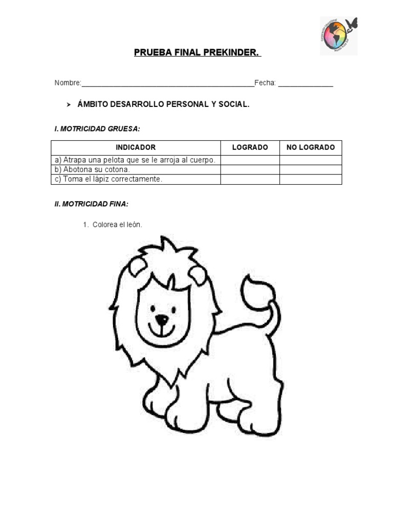 Prueba Final Prekinder | PDF
