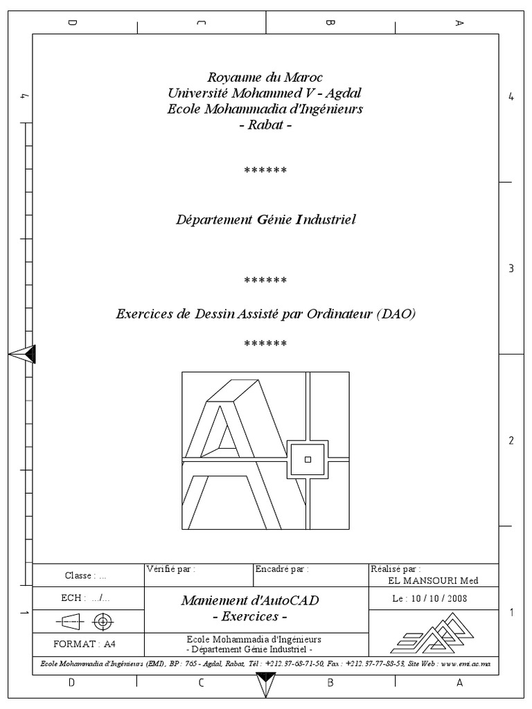 Exercices AutoCAD 2D pour étudiants | PDF
