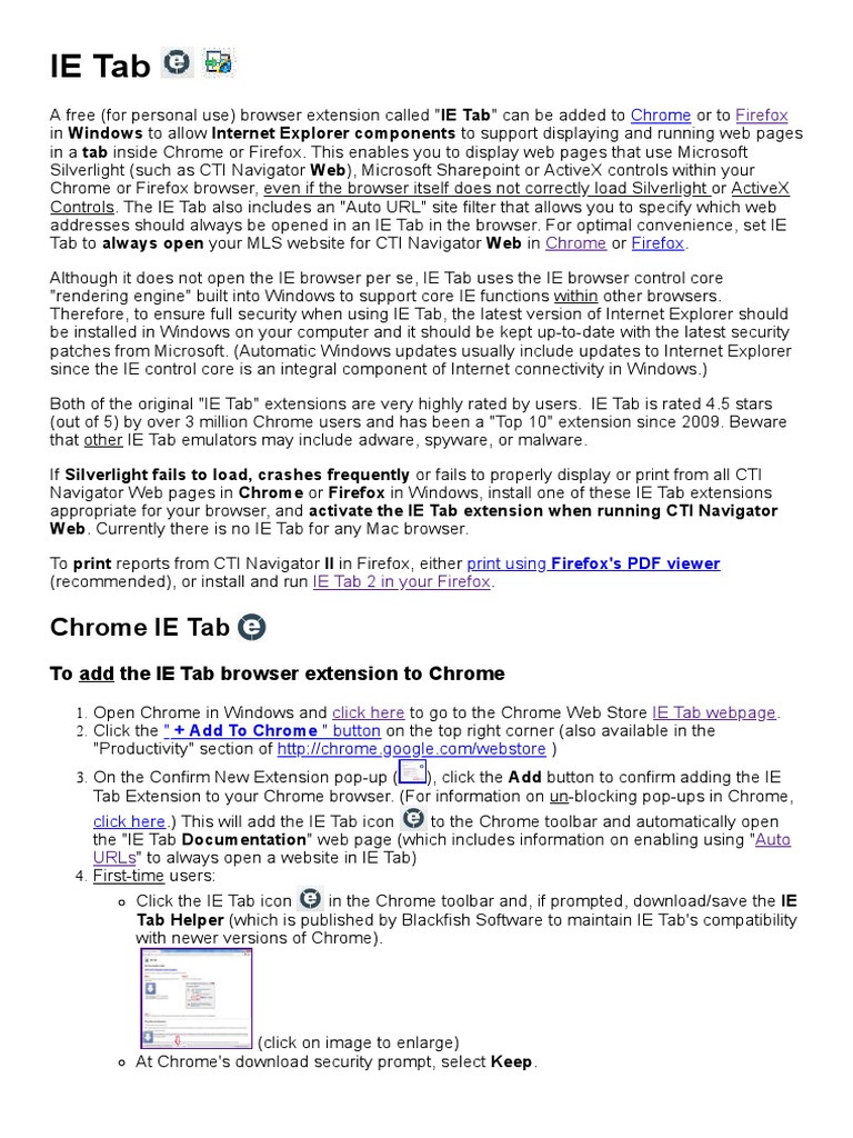 Add IE Tab to Chrome or Firefox | PDF | Internet Explorer | World Wide Web