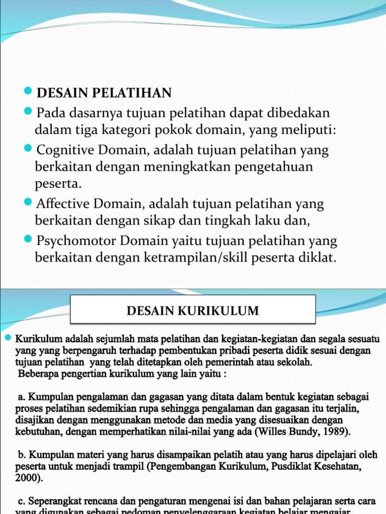 Kurikulum Pelatihan Dan Pendidikan TEORI MANAJEMEN PELATIHAN | PDF