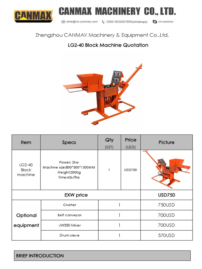 LG2-40 Block Making Machine Production Line | PDF | Motor Vehicle | Manufactured Goods