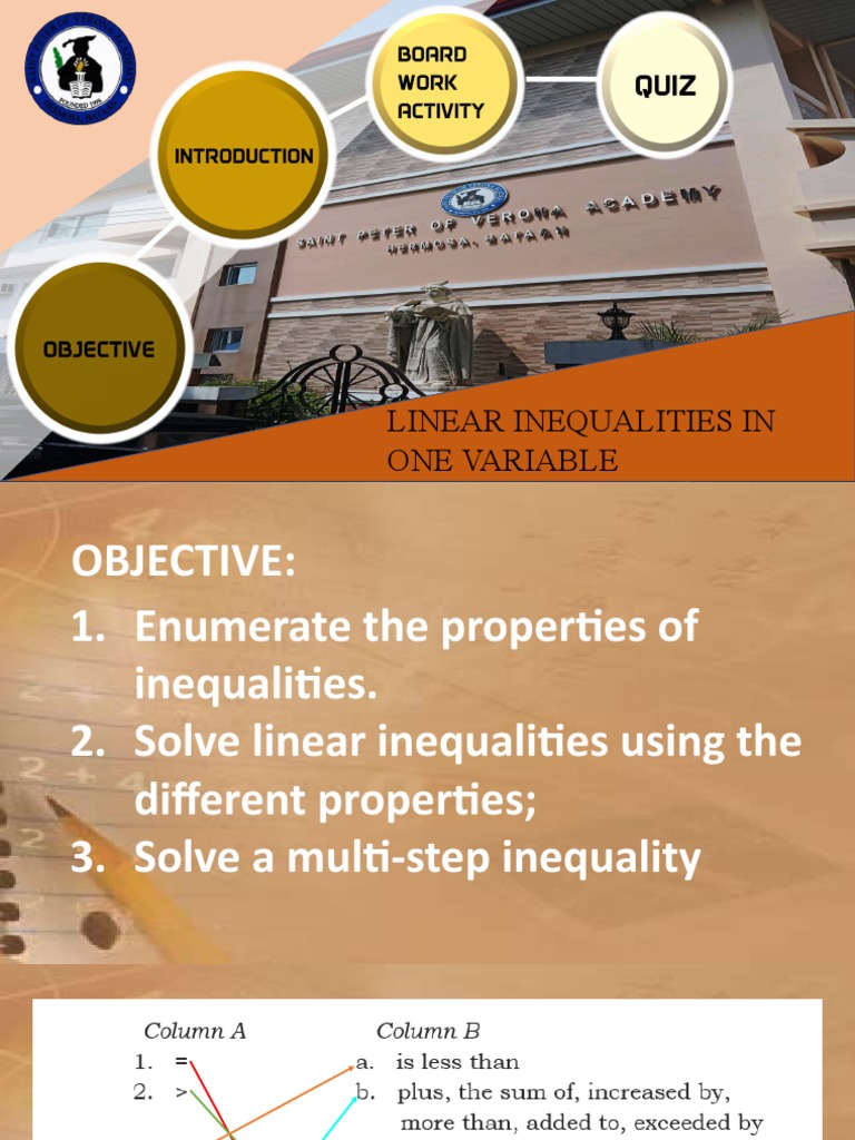 Solving Linear Inequalities in One Variable | PDF | Equations ...