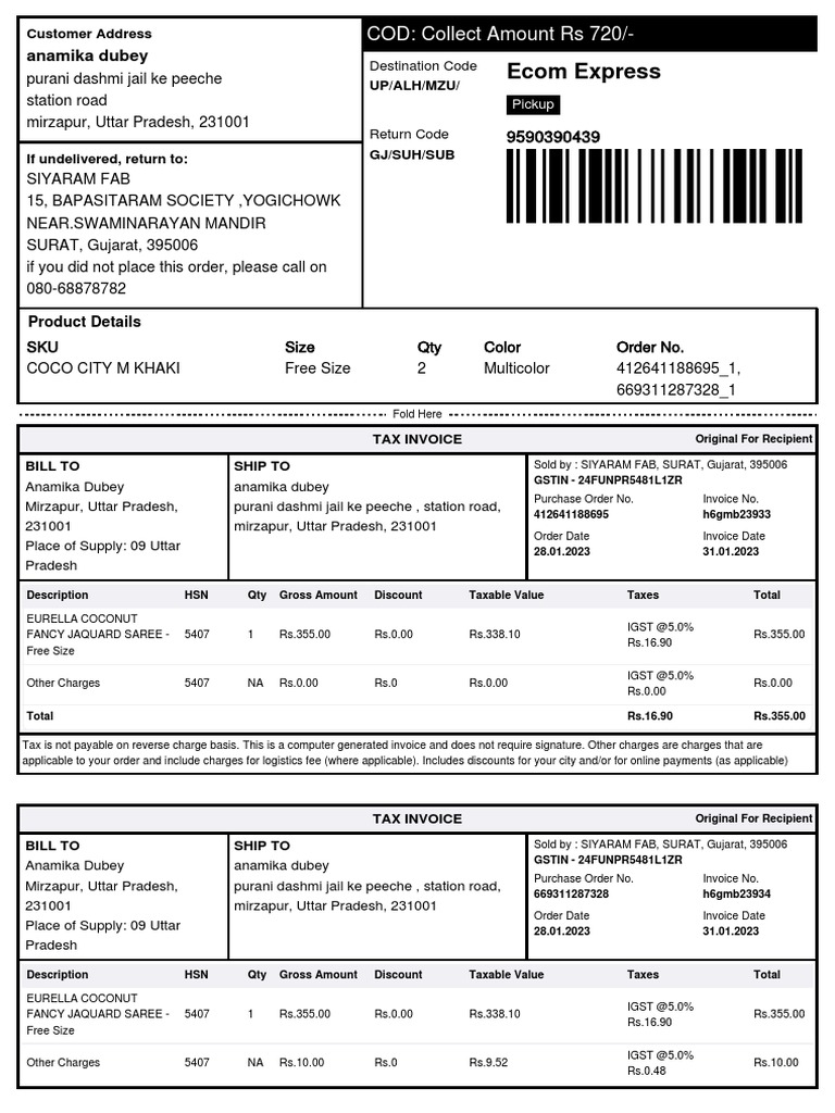 Sub - Order - Labels - 2 PDF | PDF | Invoice | Taxation
