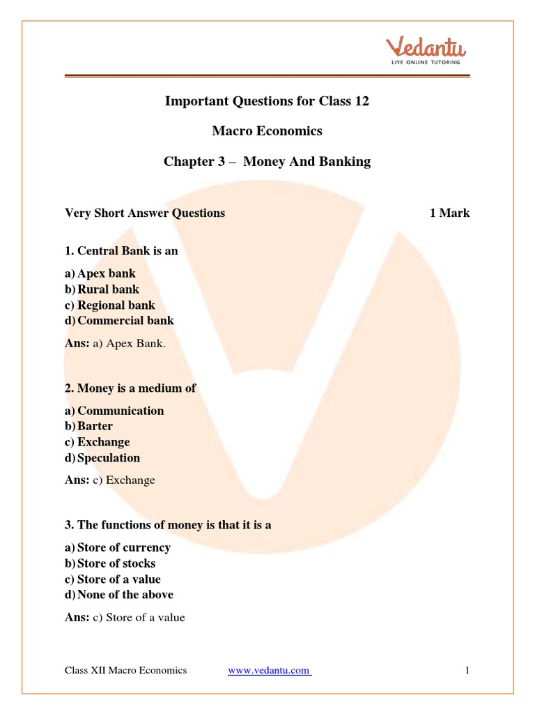 Important Questions For CBSE Class 12 Macro Economics Chapter 3 PDF ...