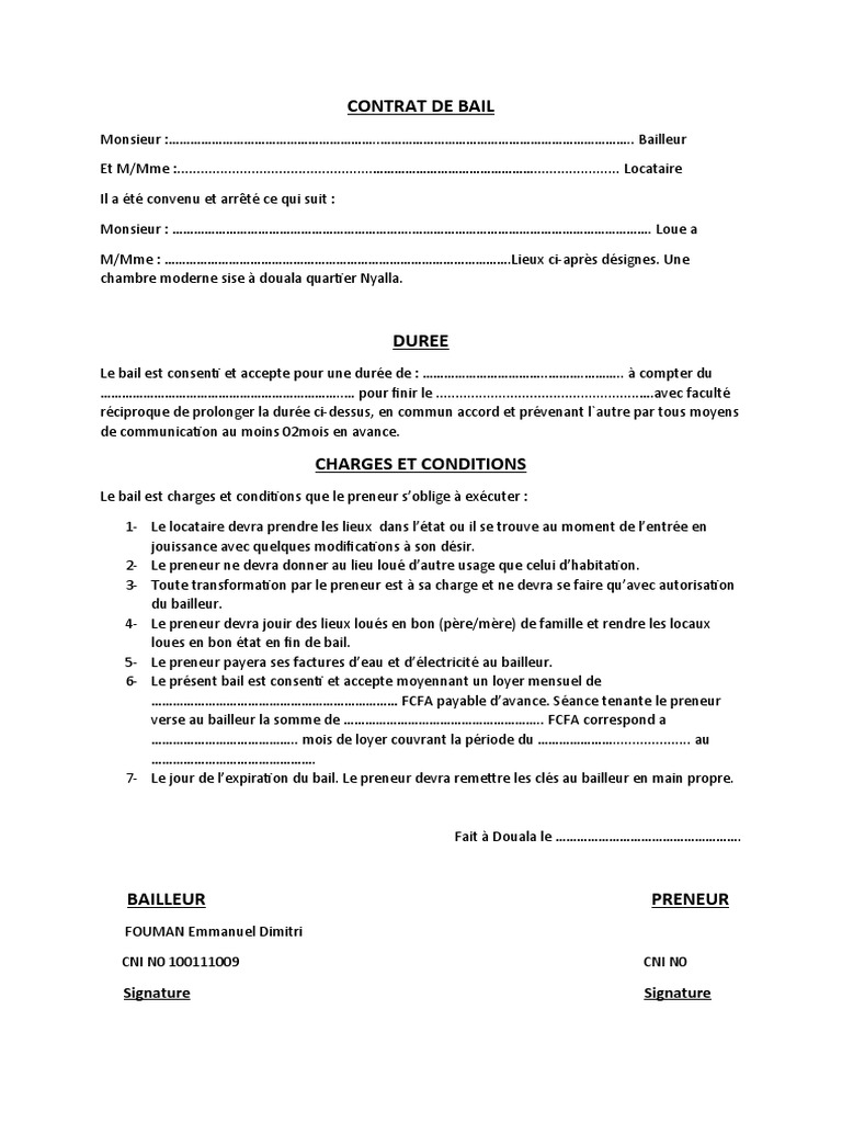 Contrat de Bail | PDF