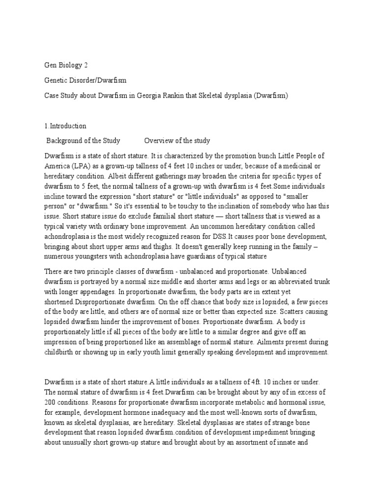 Grp.3 Bio Case Study of Dwarfism | PDF | Genetic Disorder | Clinical ...
