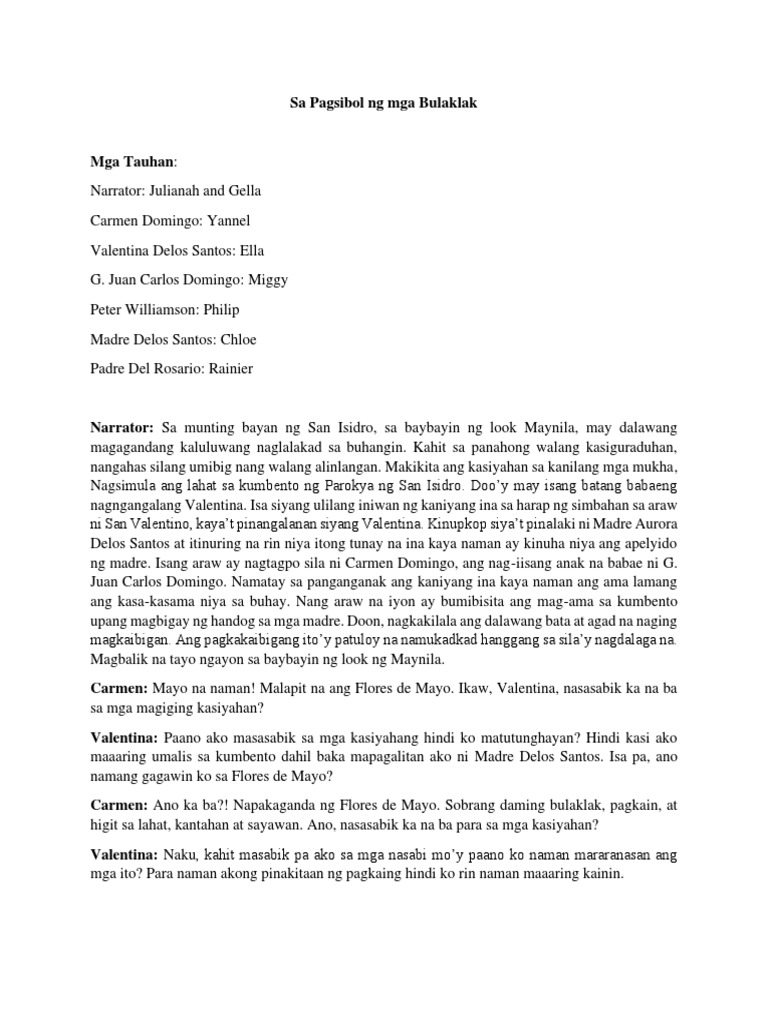 Sa Pagsibol NG Mga Bulaklak - Script | PDF