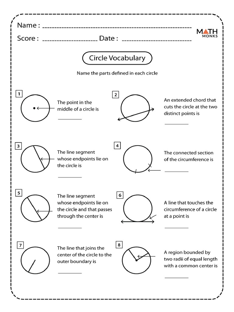Circle Vocabulary Worksheet PDF | PDF