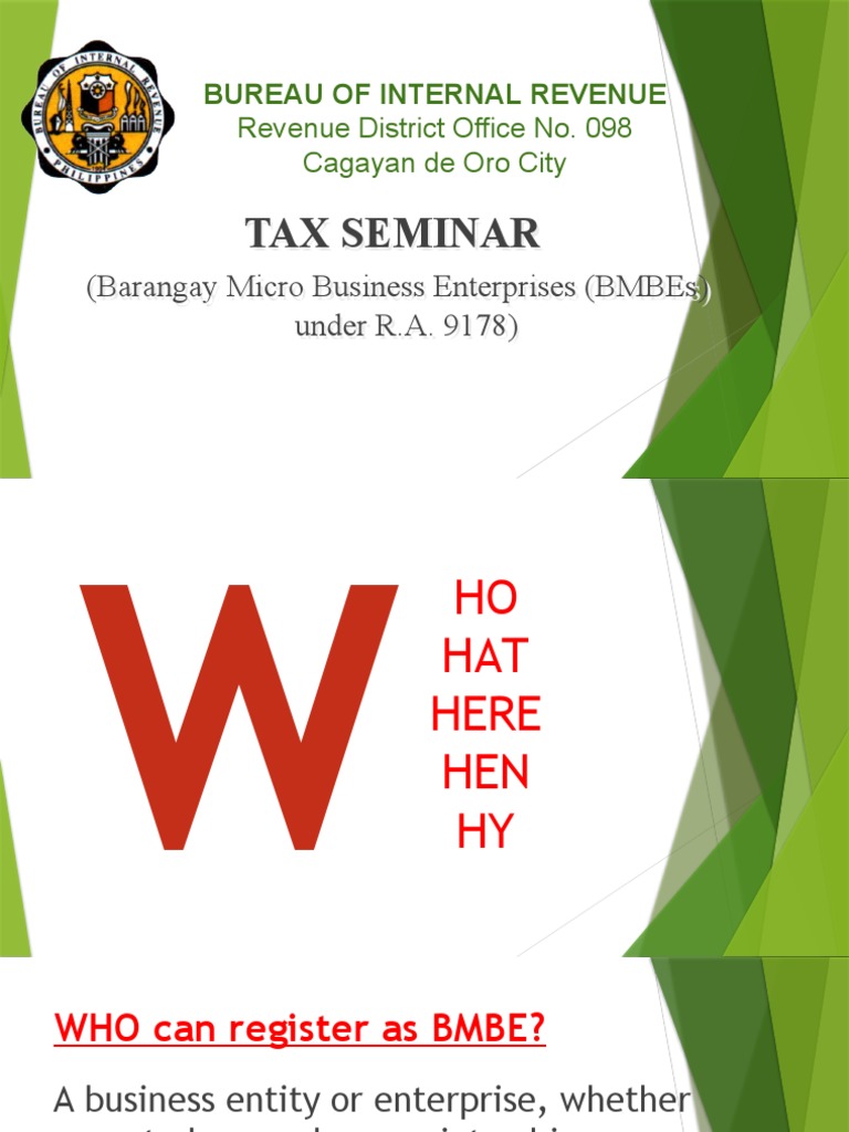 BMBE Registration and Tax Exemptions Guide | PDF | Taxes | Revenue