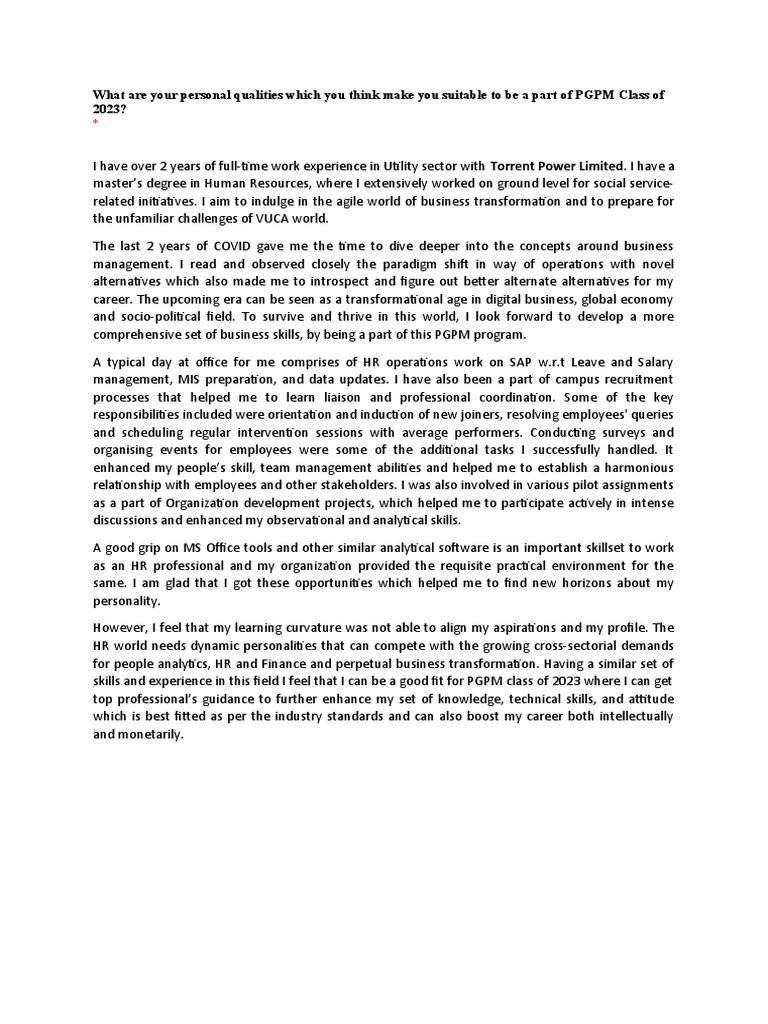 Developing a Comprehensive Set of Business Skills through the PGPM Program | PDF | Behavior ...