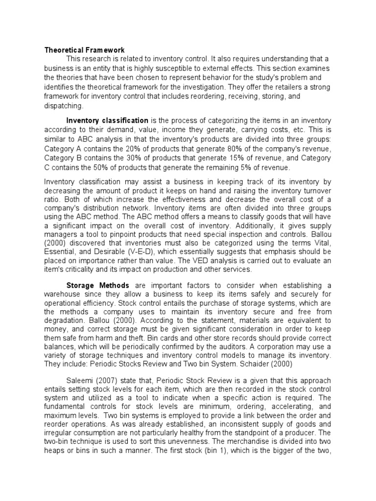 Theoretical Framework | PDF | Inventory | Supply Chain