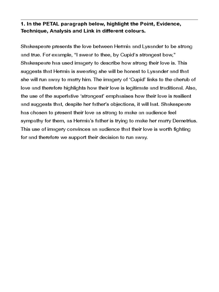 PETAL Paragraph Exercise | PDF