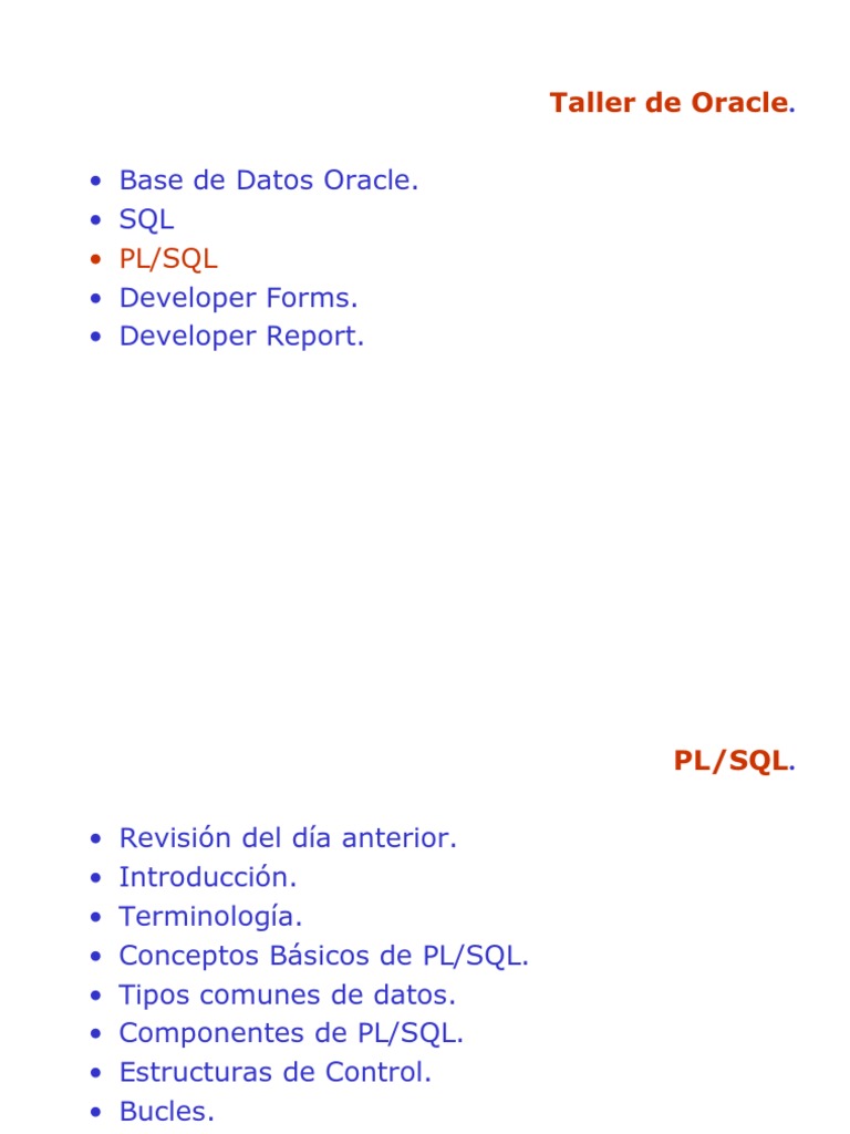 Taller de PLSQL 1 | PDF | Pl / Sql | Programa de computadora
