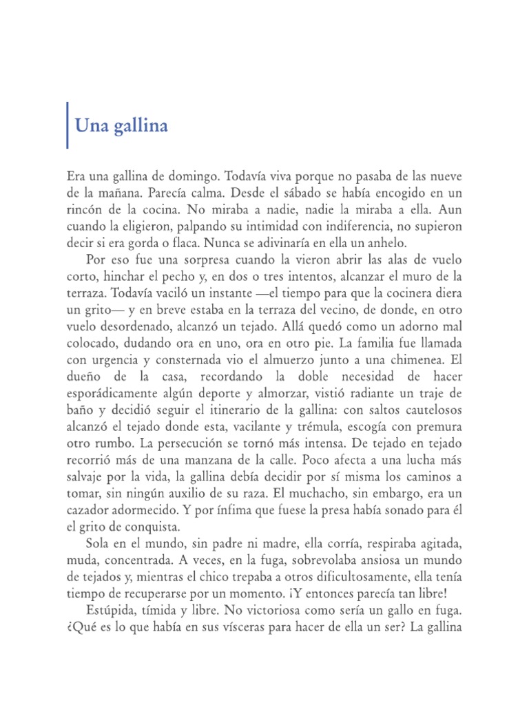 Cuento Una Gallina de Clarice Lispector PDF | PDF