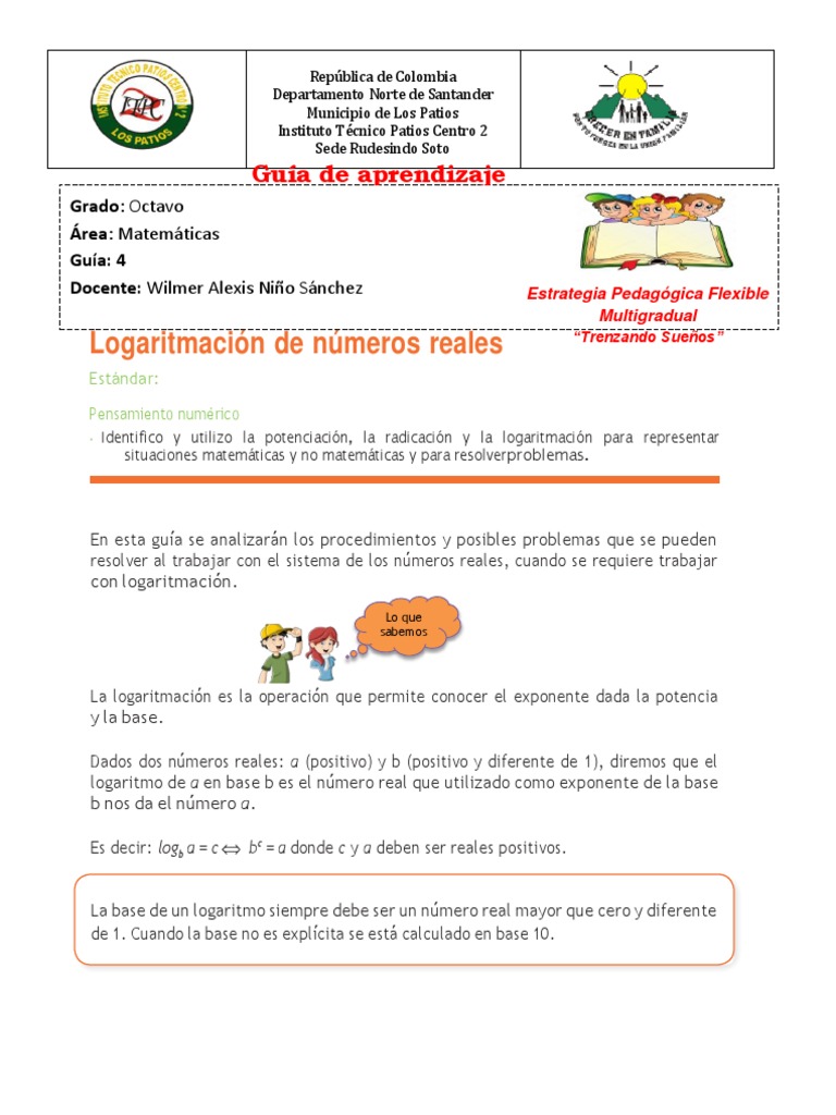 Guia 4 - Octavo 8 | PDF | Número racional | Logaritmo