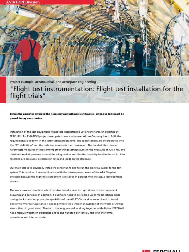 Flight Test Instrumentation Flight Test Installation For The Flight ...