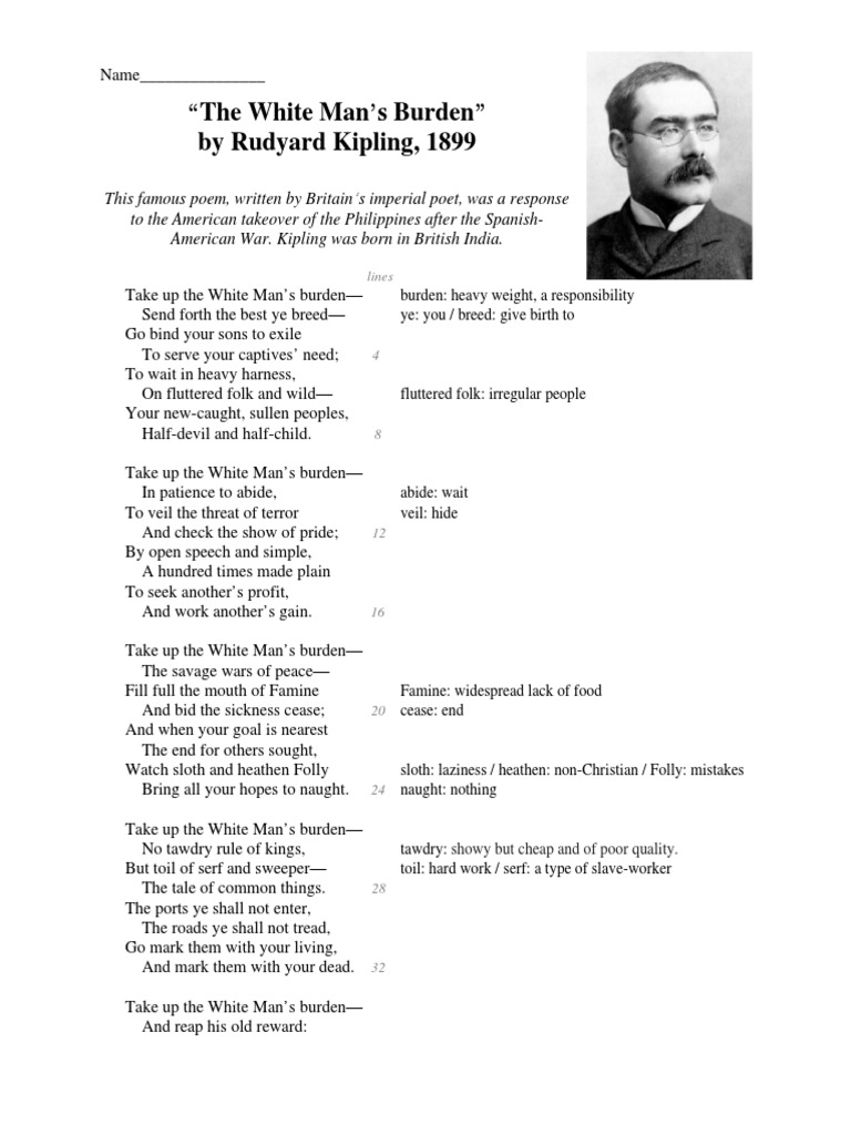White Mans Burden Rudyard Kipling PDF | PDF