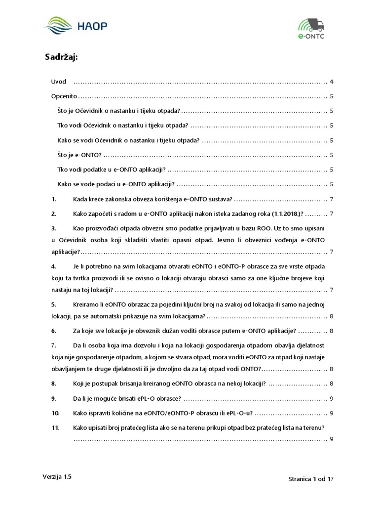 eONTO Cesto Postavljana Strucna Pitanja | PDF