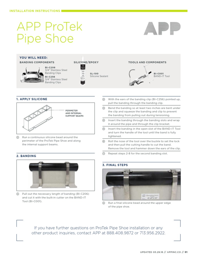 Installation Protek Pipe Shoe 04 2018 | PDF | Pipe (Fluid Conveyance ...