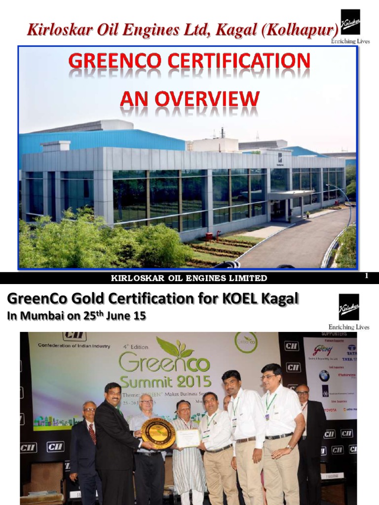 GreenCo Journey of Kirloskar Oil Engines, Kagal-2016 | PDF | Waste ...