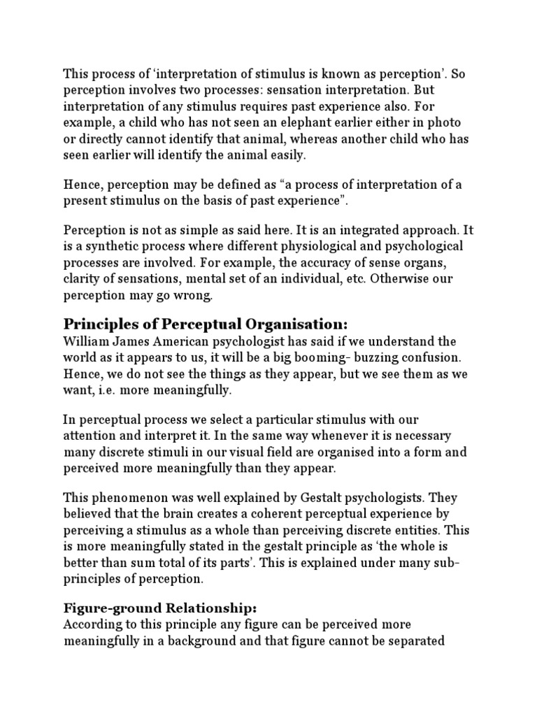 Perceptual Organization | PDF | Perception | Extrasensory Perception