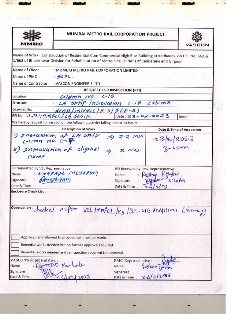 L A Work Inspection Report | PDF