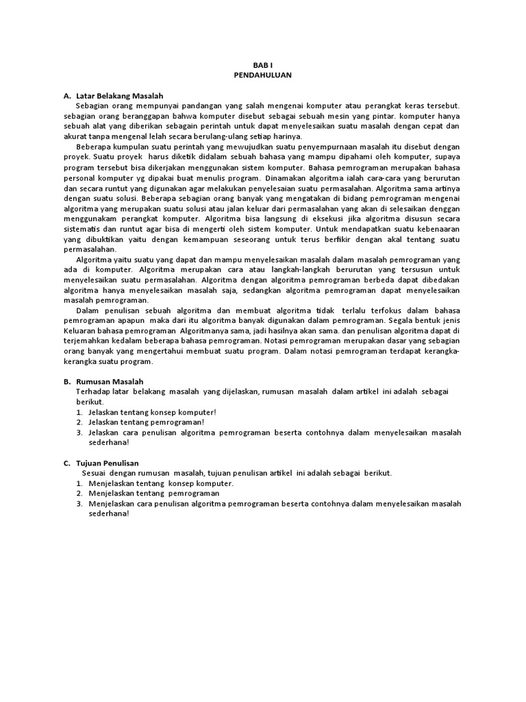 Konsep Komputer dan Algoritma Pemrograman | PDF