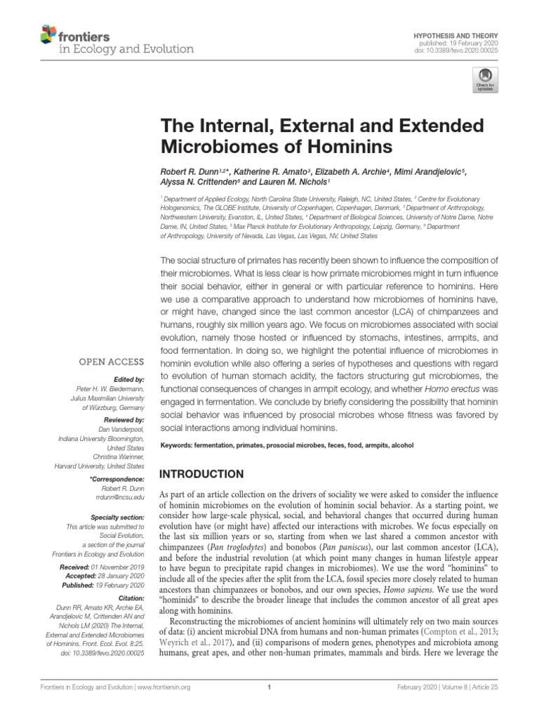 The Internal External and Extended Microbiomes of | PDF | Human | Hominidae