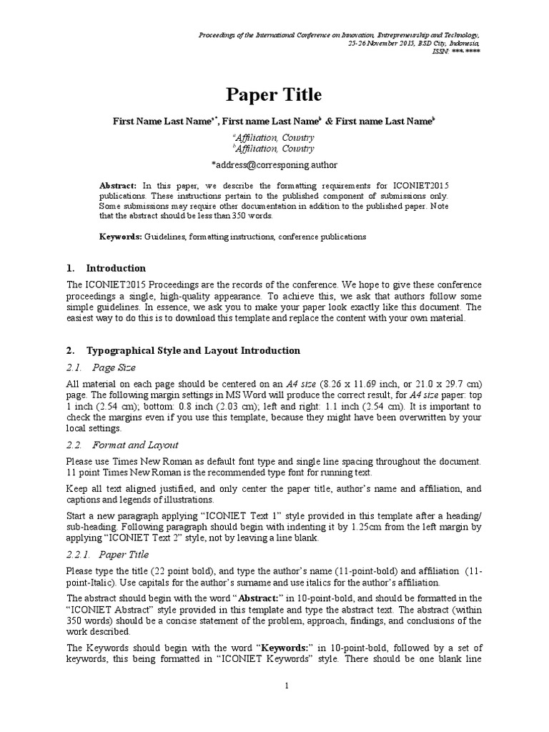 Paper-Template 2019 Fine | PDF | Apa Style | Page Layout