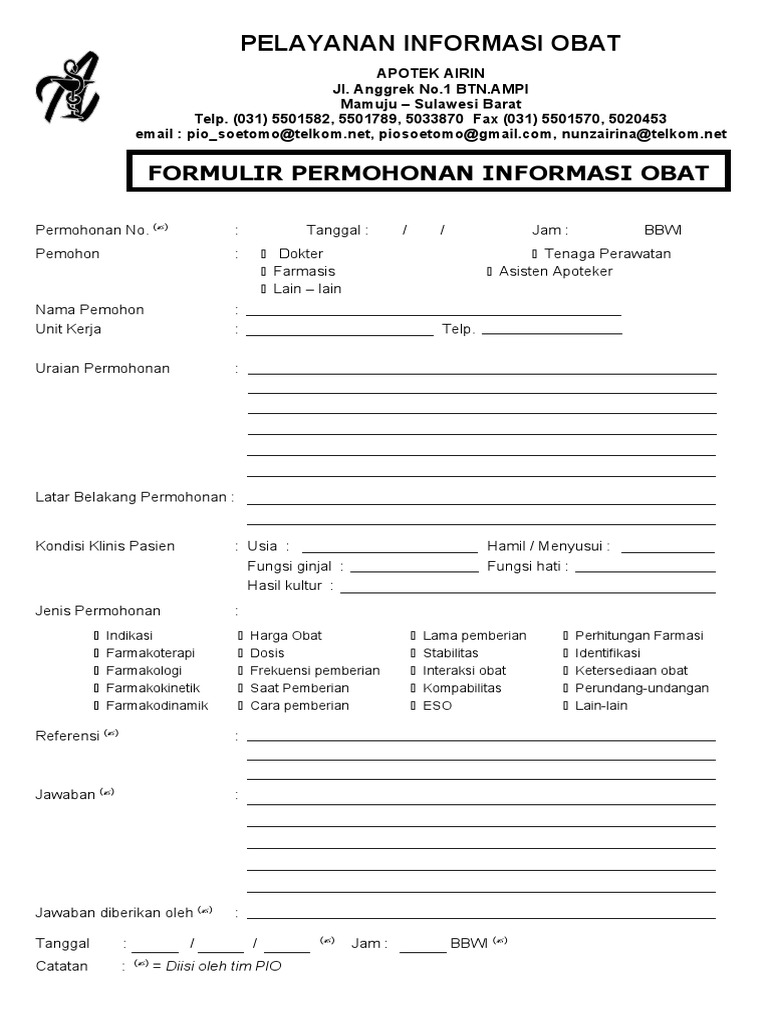 Form Pelayanan Informasi Obat Pdf