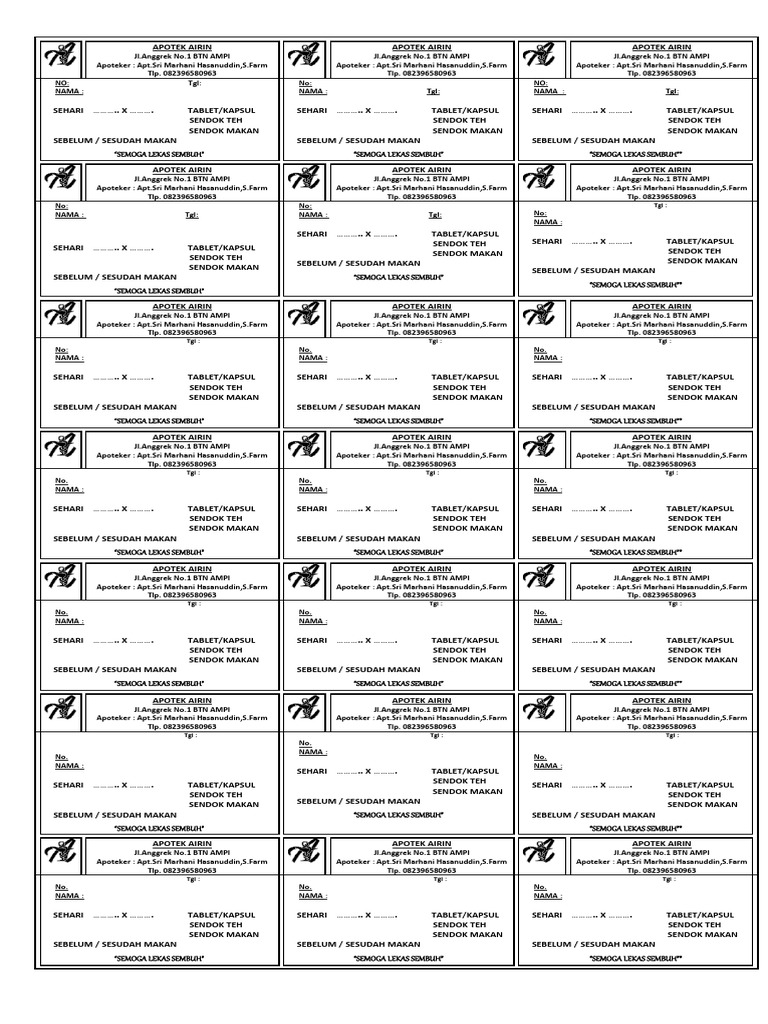 etiket warna putih obat minum | PDF