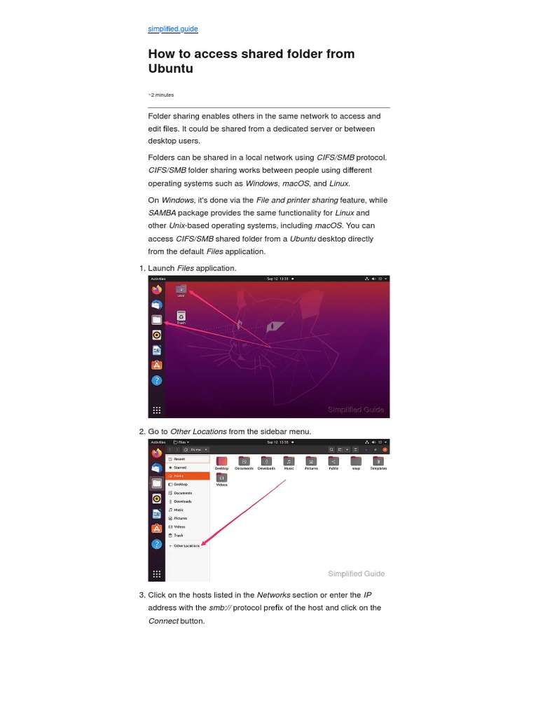 How To Access Shared Folder From Ubuntu | PDF