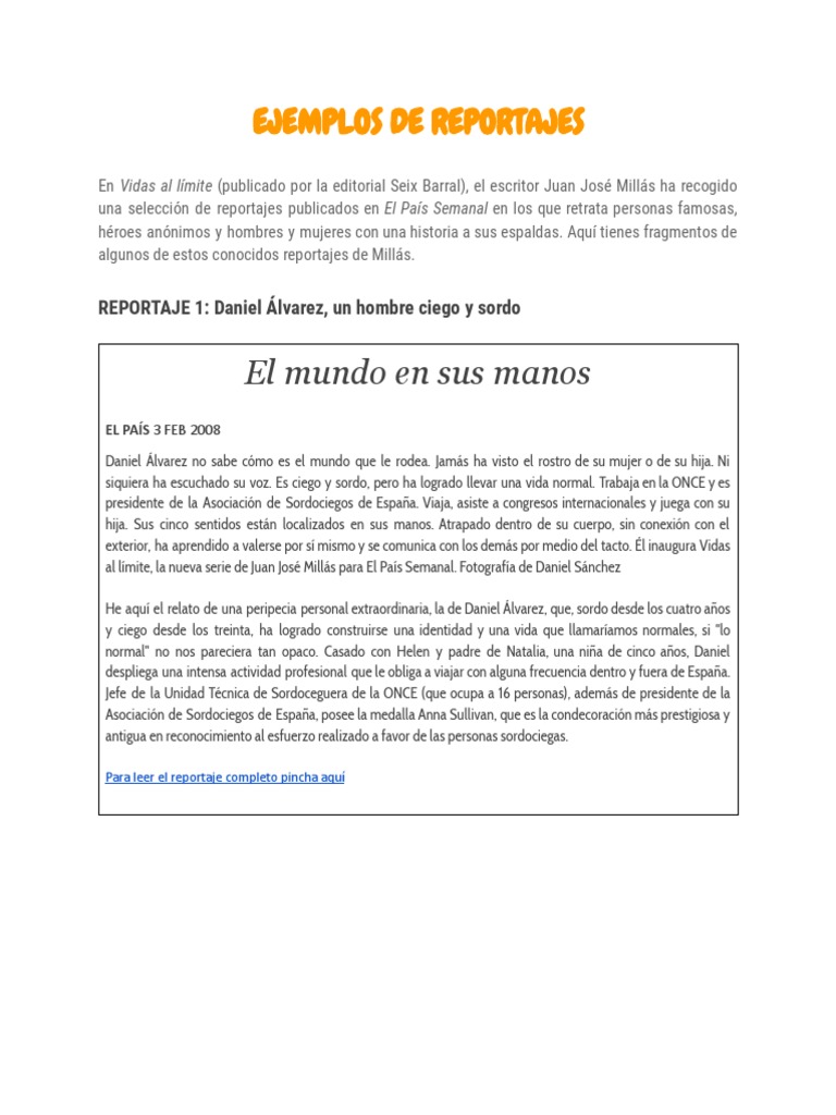 Ejemplos de Reportajes PDF | PDF