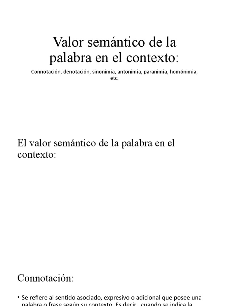 Valor semántico en contexto y connotación | PDF