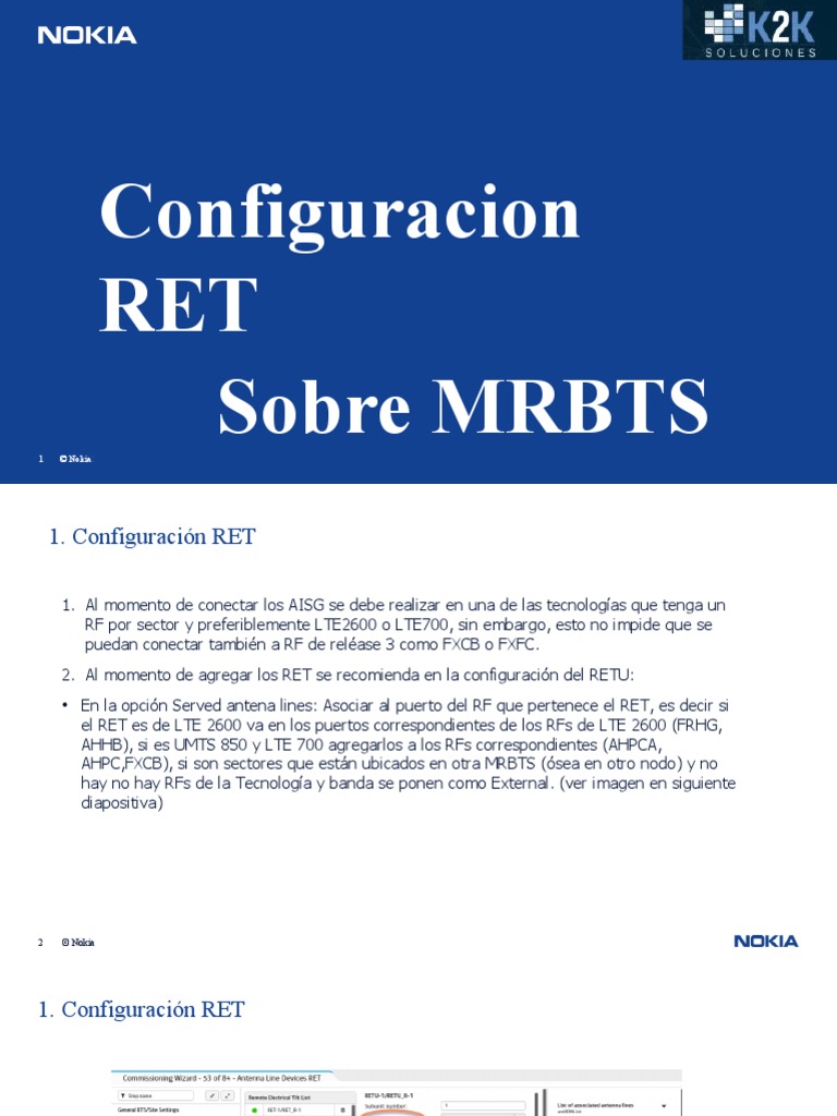 Configuracion RET - MRBTS - K2K | PDF | Estándares de ...