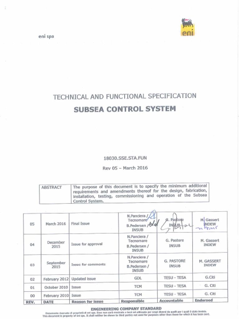 Subsea Control System SPC 18030e05 | PDF | Pipe (Fluid Conveyance ...