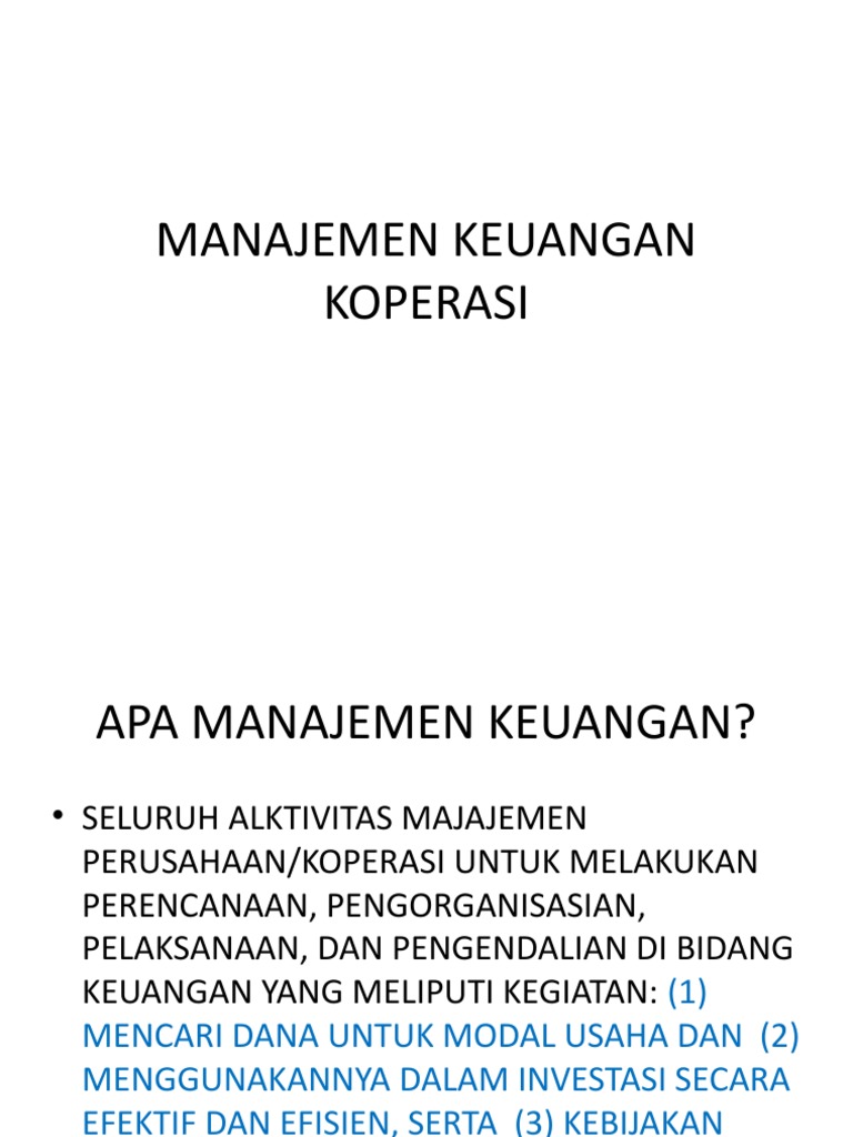 Manajemen Keuangan Koperasi | PDF