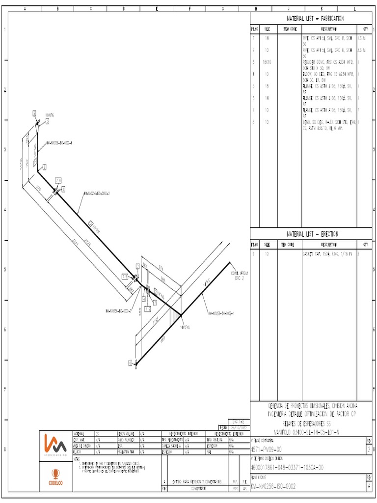Isometrico Linea 0002 & 0001 | PDF