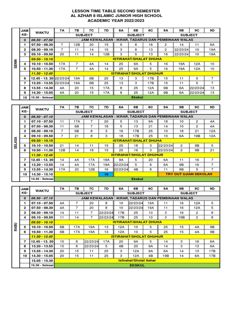 Jadwal Sem 2 2022-2023 | PDF