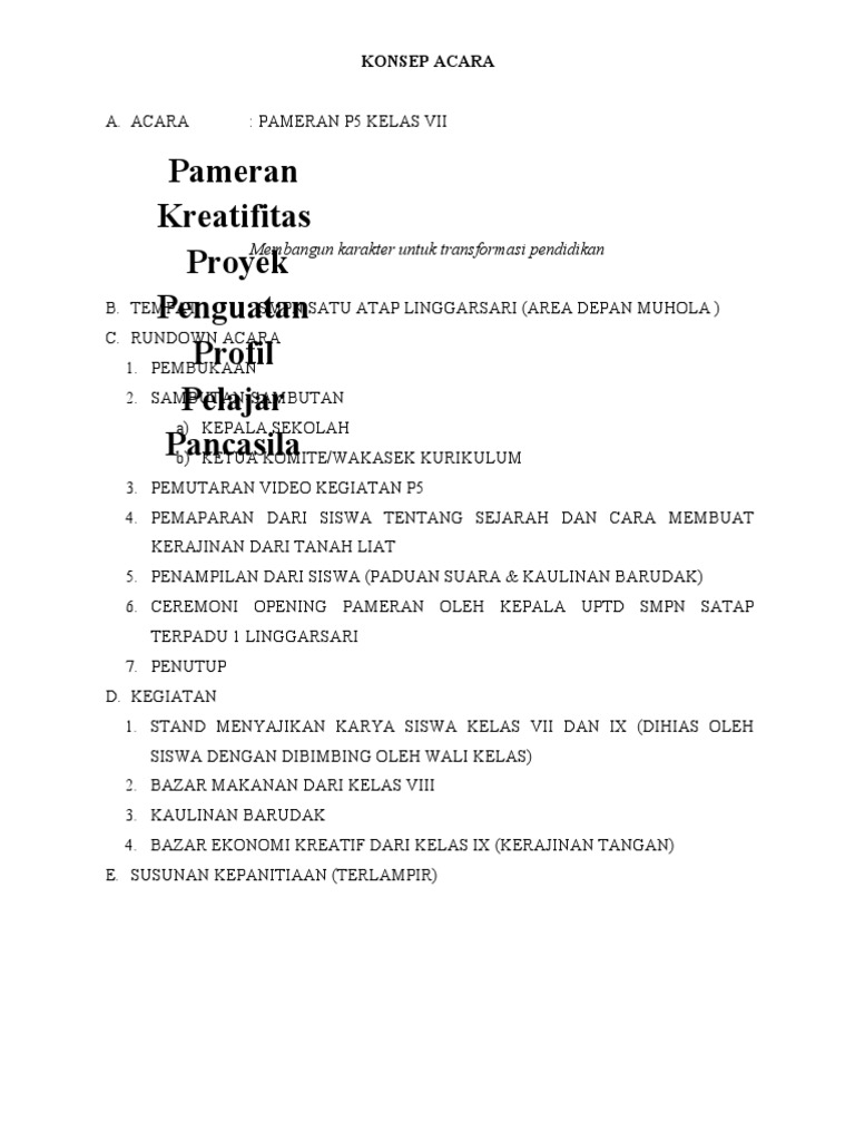 Konsep Acara Pameran | PDF