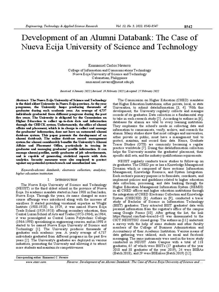 Development of An Alumni Databank | PDF | Databases | System