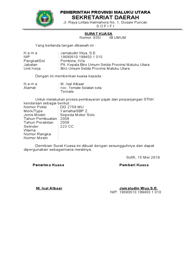 Surat Kuasa Pengurusan Pajak | PDF Surat Kuasa Pengurusan Pajak | PDF